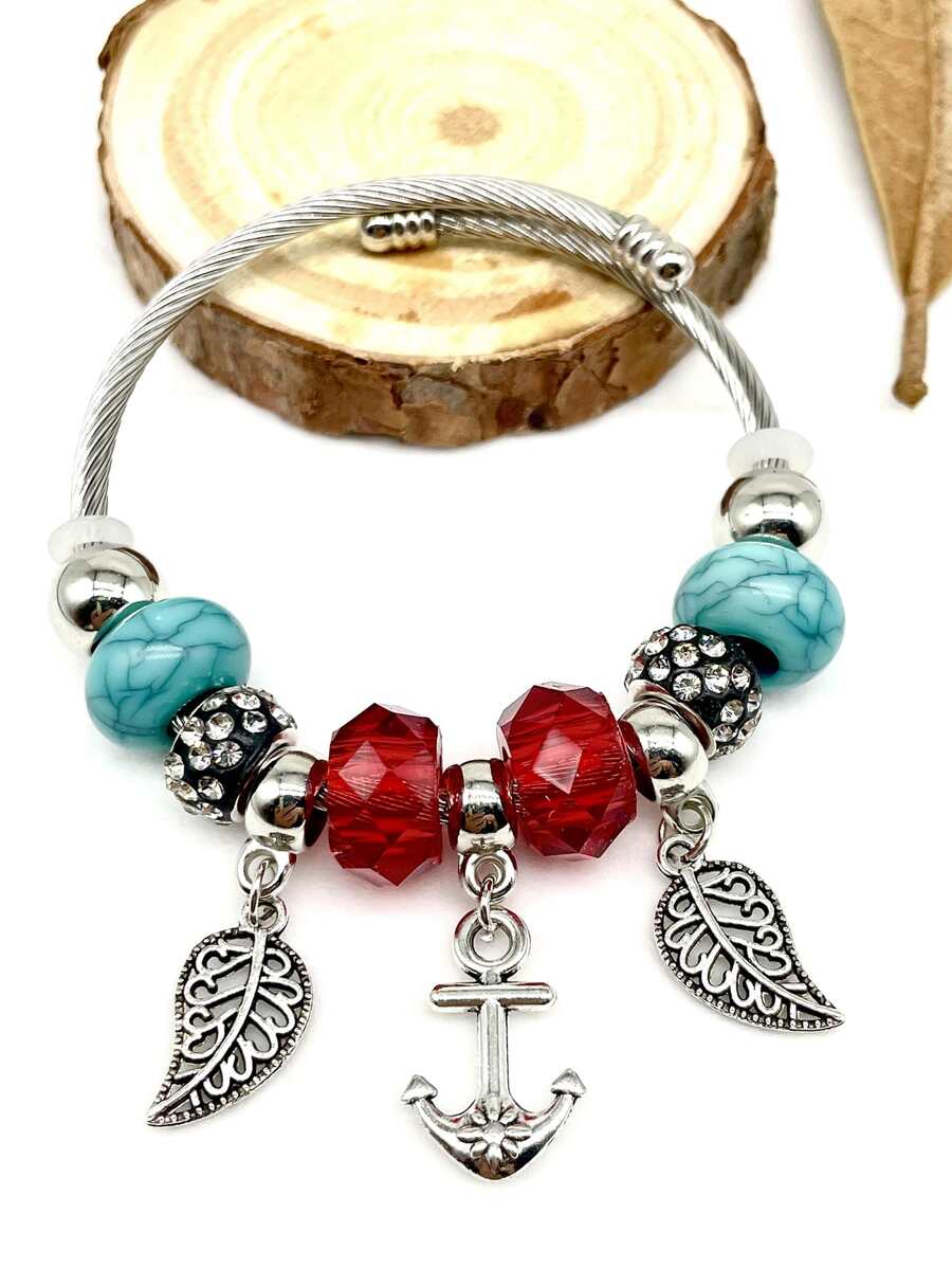 1pc Anchor & Leaf Charm Bangle | SHEIN USA
