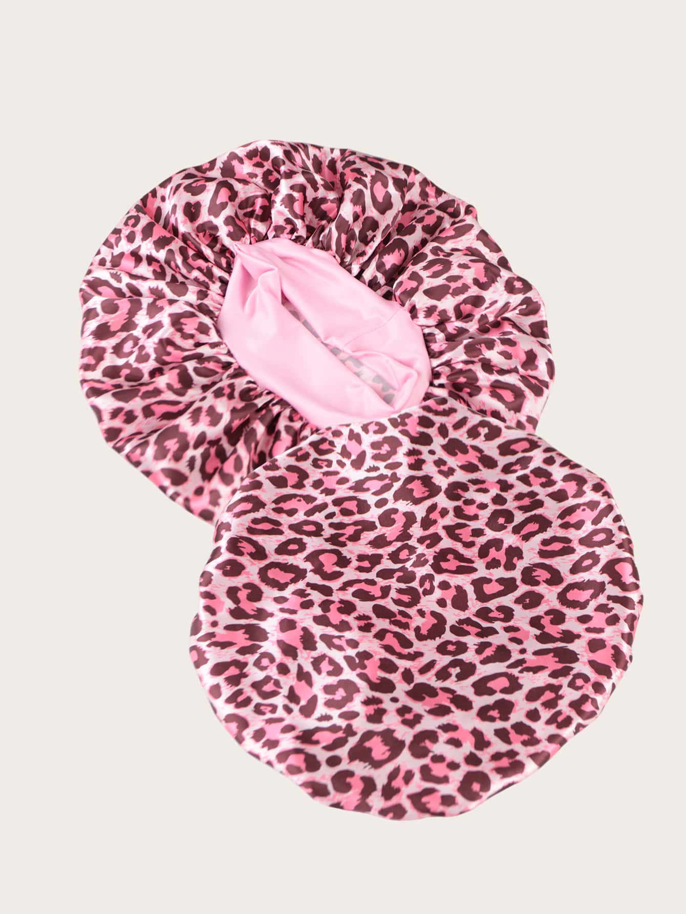 1pc Solid Satin Bonnet Hair Bonnet For Sleeping Black Printed Leopard ...