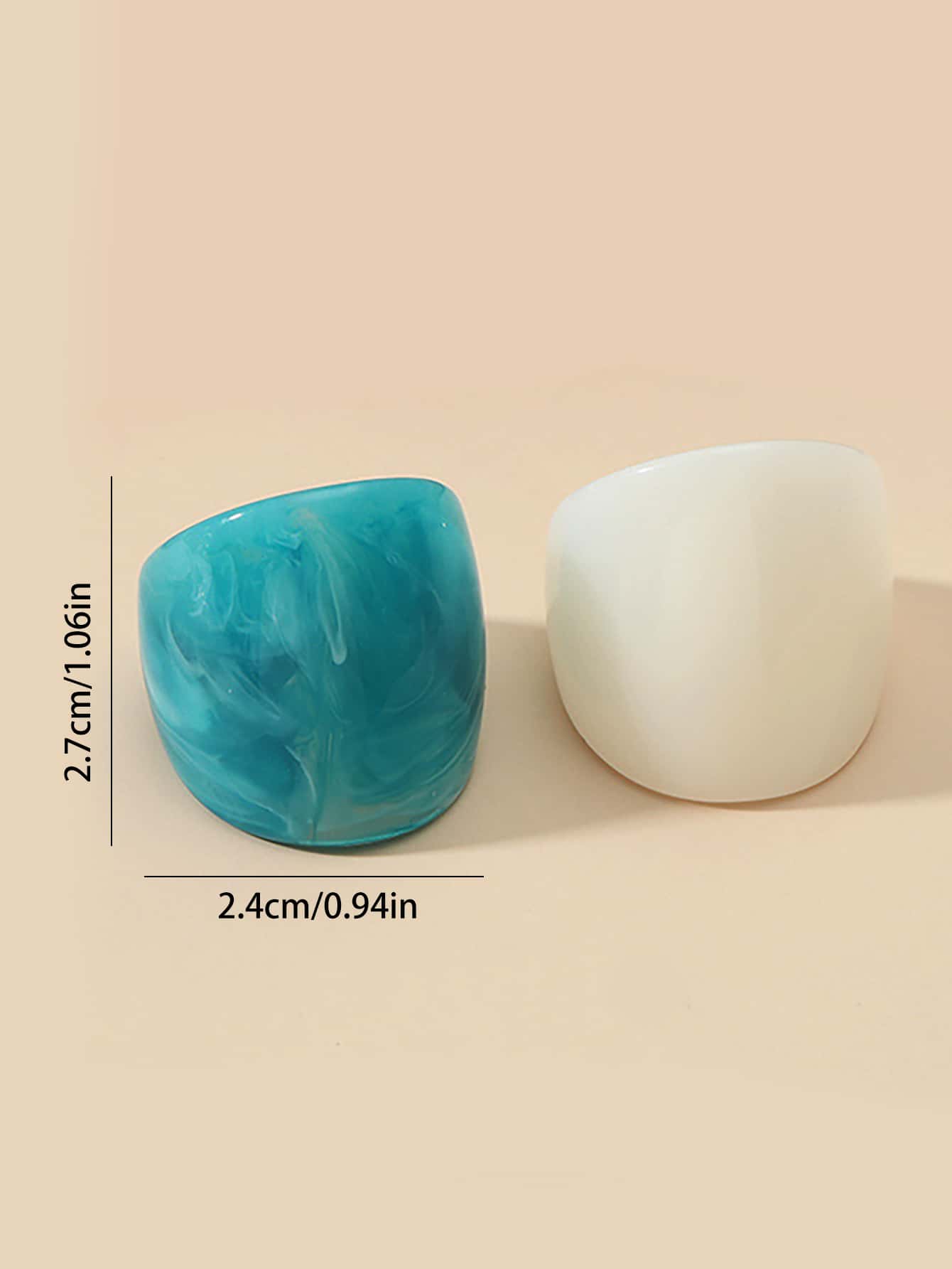 2pcs Retro Resin Contrast Color Rings, European And American ...
