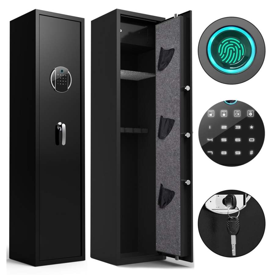 Kavey Biometic Fingerprint Gun Safe Cabinet, Safe for Rifles and ...