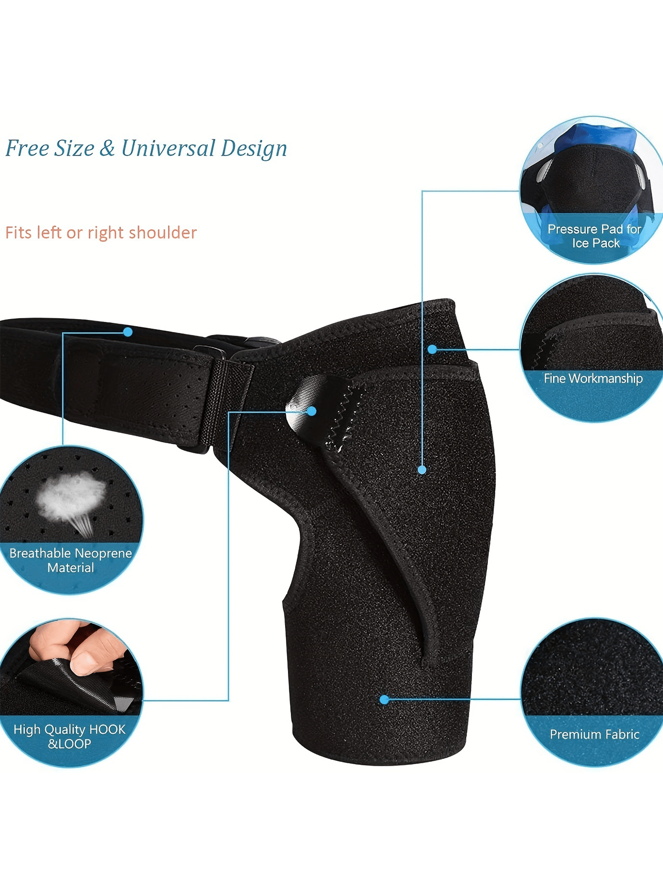 Unisex Shoulder Support With Pressure Pad, Adjustable Shoulder Brace ...