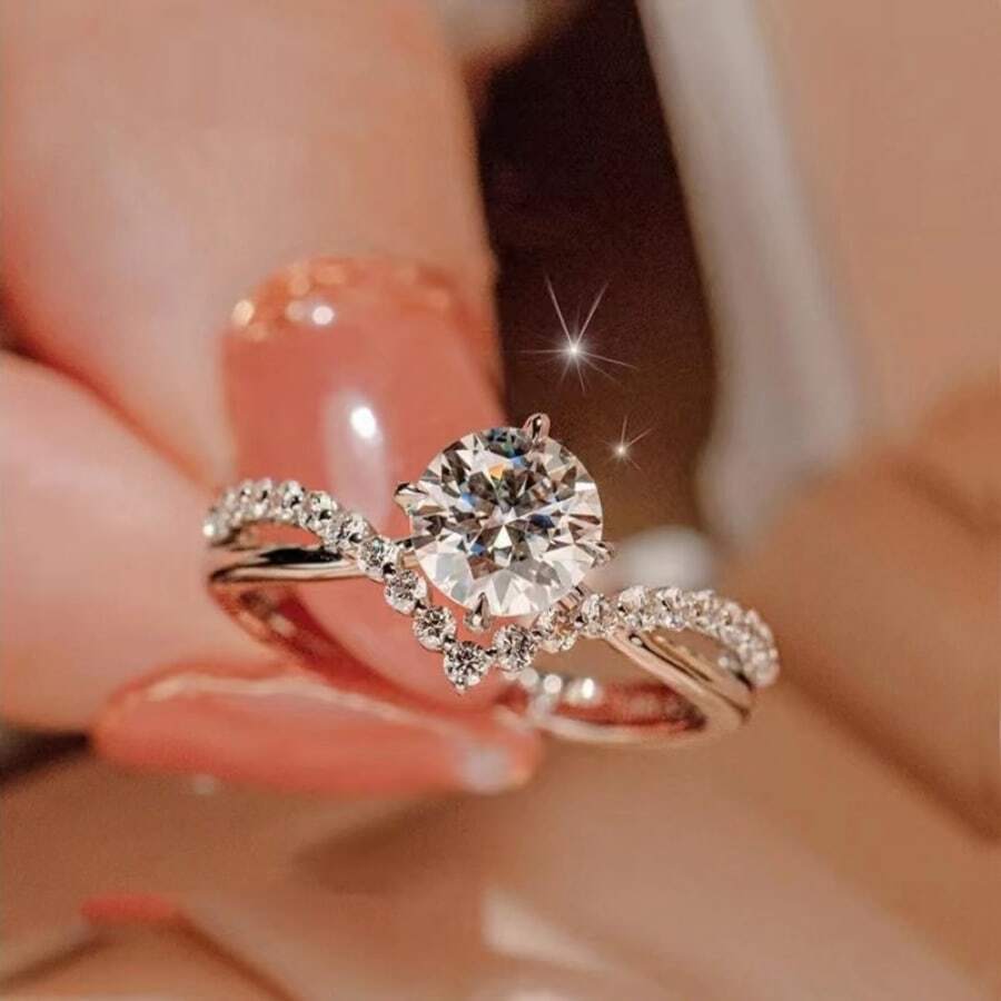 Sparkling Diamond Engagement Ring | SHEIN USA
