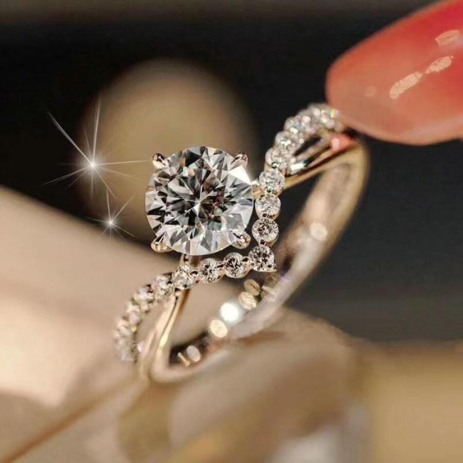 Sparkling Diamond Engagement Ring | SHEIN USA