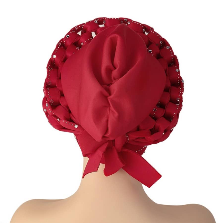 Rhinestone Decor Braided Detail Head Wrap Bonnet Hair Bonnet Turban ...