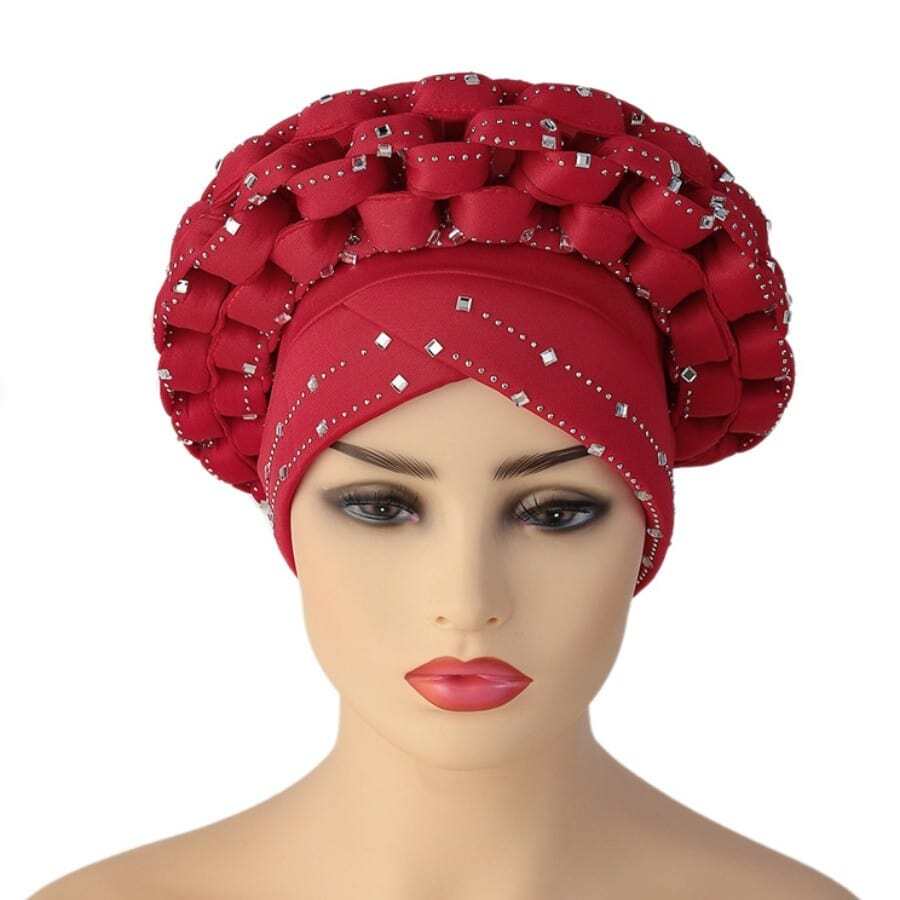Rhinestone Decor Braided Detail Head Wrap Bonnet Hair Bonnet Turban ...
