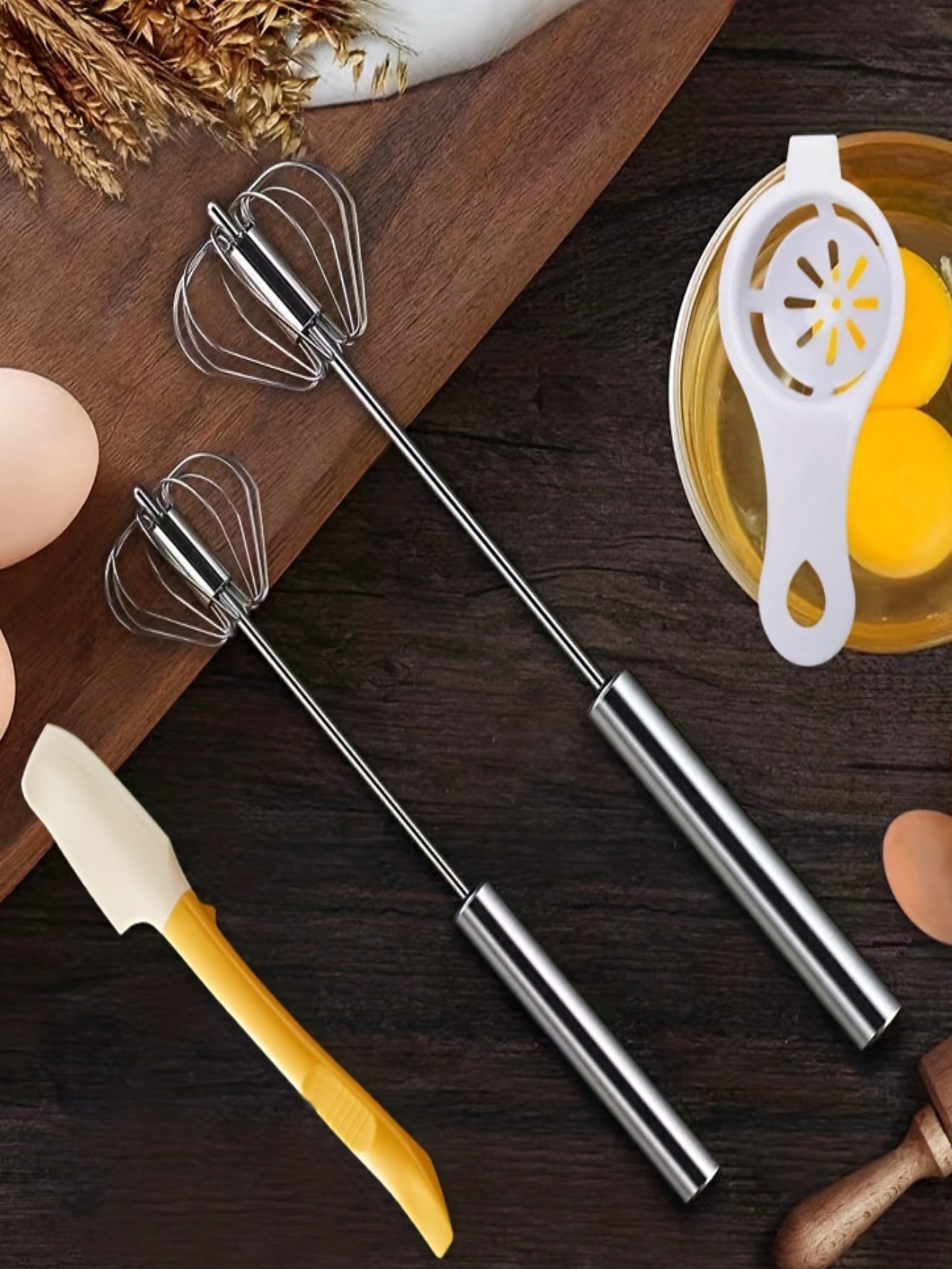 1pc Large Stainless Steel Semi-Automatic Egg Beater, Home Baking Tools ...