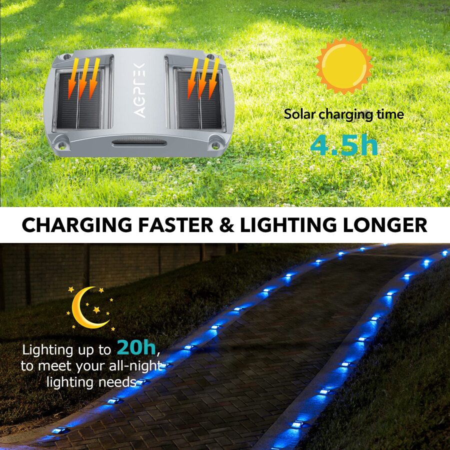 AGPTEK Solar Driveway Lights 4 Pack, Solar Deck Lights Outdoor Dock ...