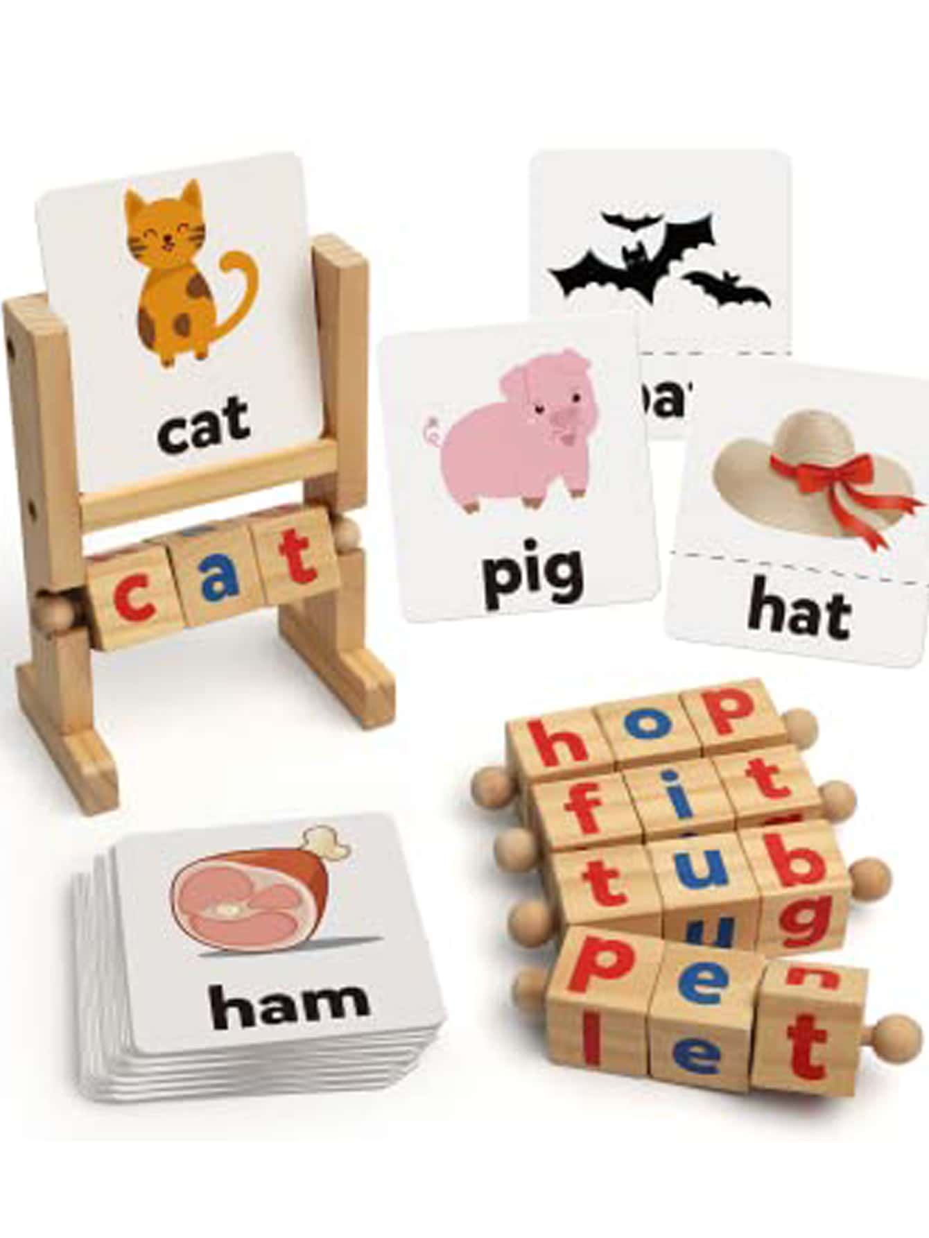 Wooden Reading Blocks Short Vowel Rods Spelling Games, Flash Cards ...