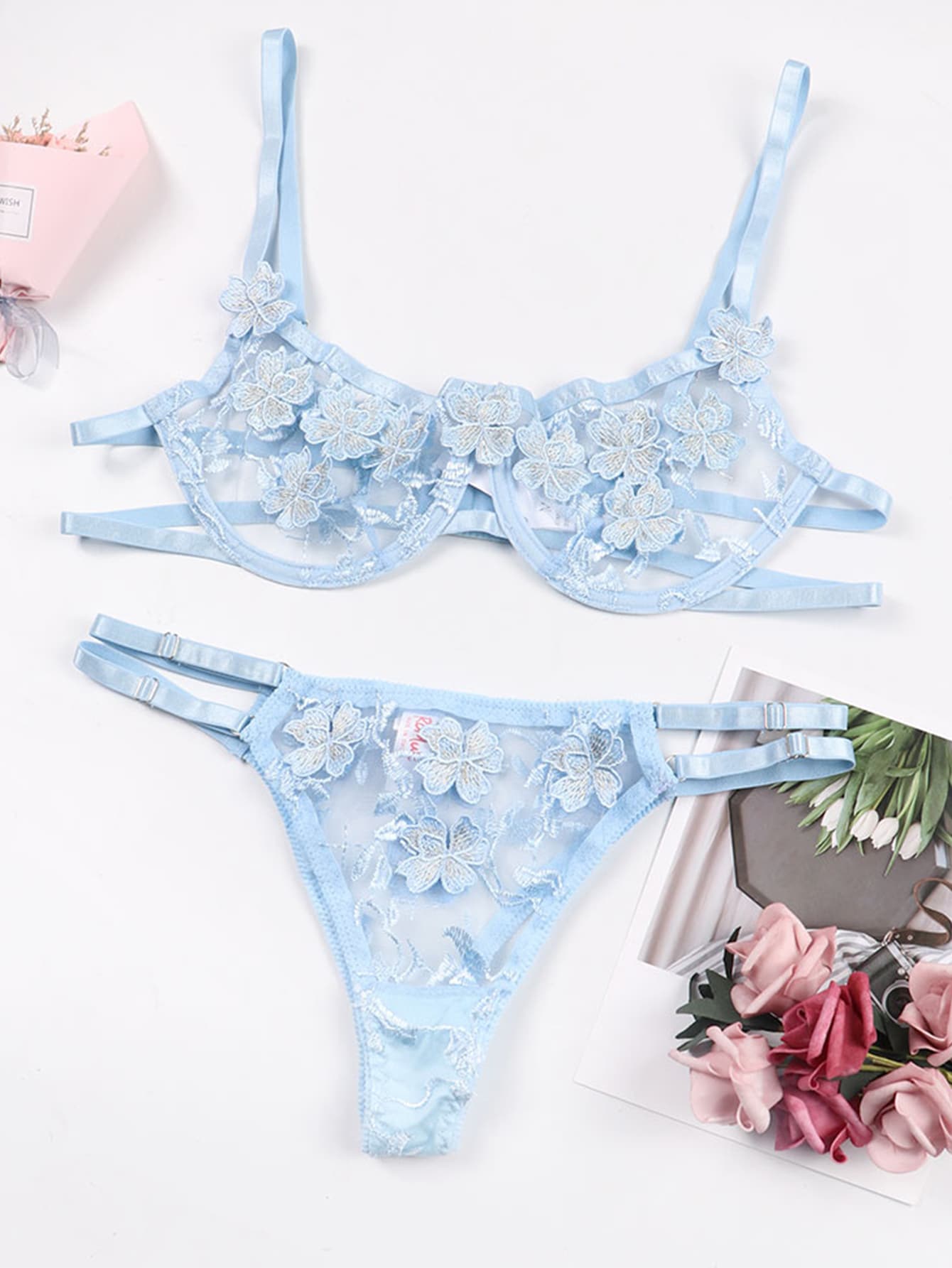 Floral Lace Underwire Lingerie Set | SHEIN USA