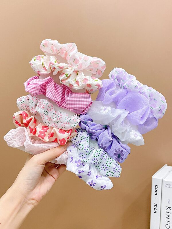 12pcs Girls' Floral Printed Hair Scrunchies | SHEIN USA