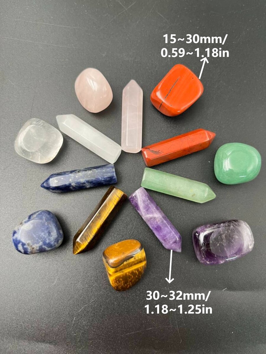 14pcs/set Chakra Tumbled Polished Natural Crystal Stone Single ...