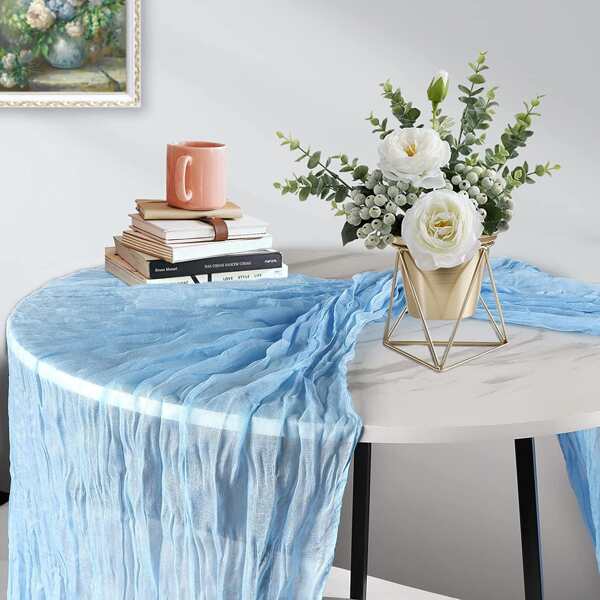 Crinkle Table Runner, Cheese Cloth Gauze Table Runner, Rustic Bohemian ...