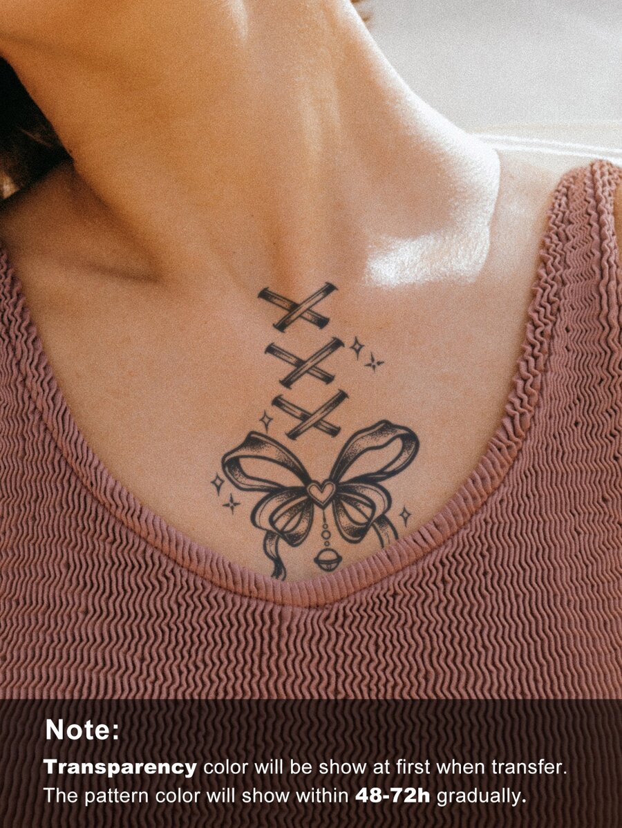 1sheet Girly Bow Design Water-Proof & Long Lasting Fake Tattoo | SHEIN UK