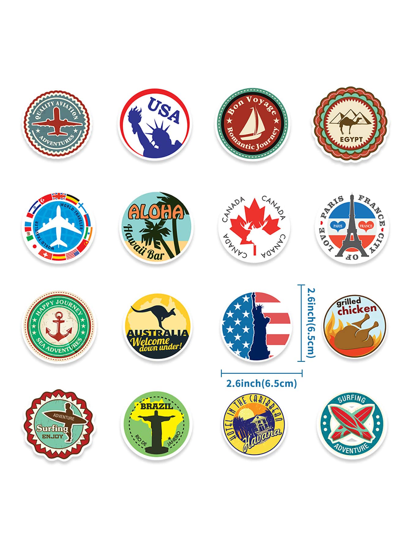 Travel Around The World Stickers 100 Pack Vinyl Laptop Stickers ...