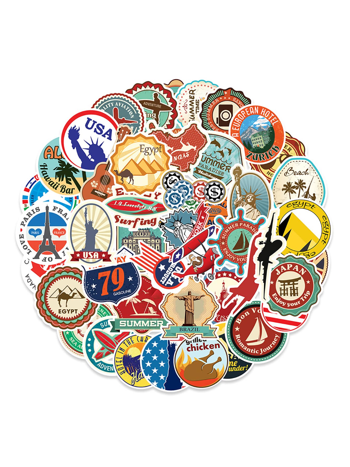 Travel Around The World Stickers 100 Pack Vinyl Laptop Stickers ...