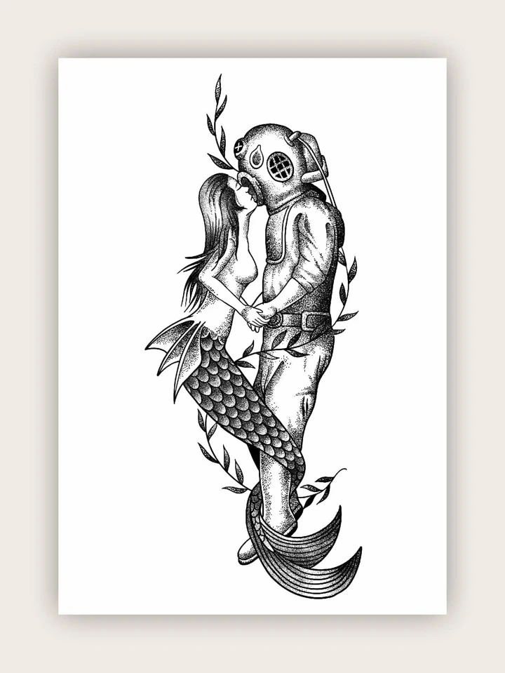 Evil Mermaid Tattoo