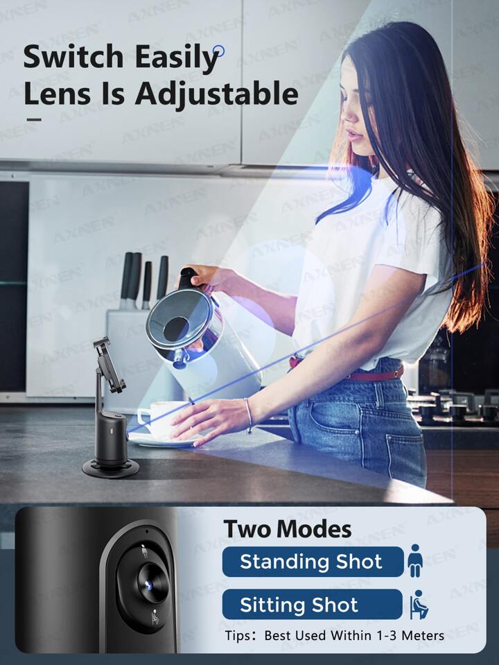 (White) Auto Face Tracking Tripod Gimbal, No App, 360° Rotation Face ...