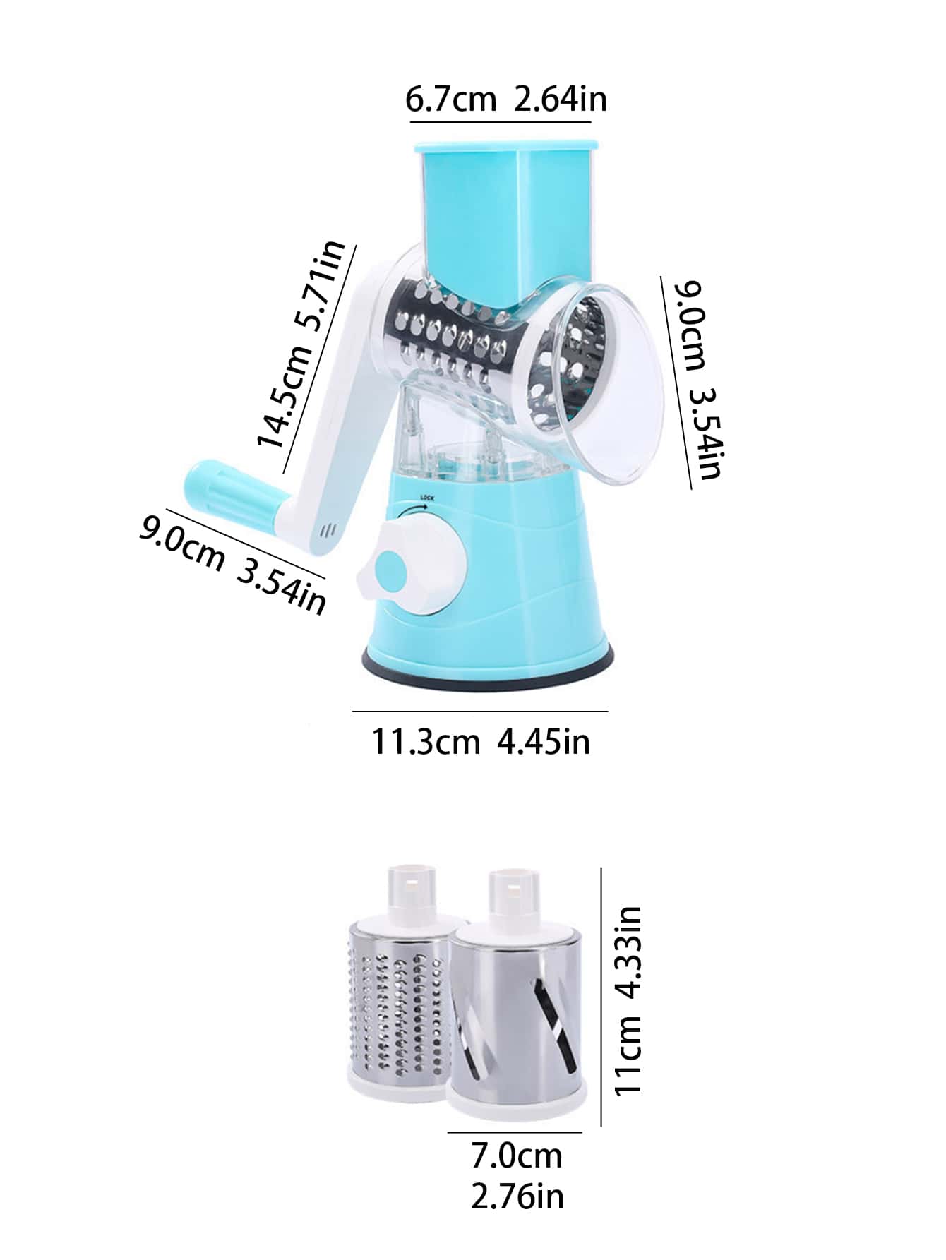 1 Set Of Hand Crank Rotating Drum Vegetable Slicer, With Slicer ...