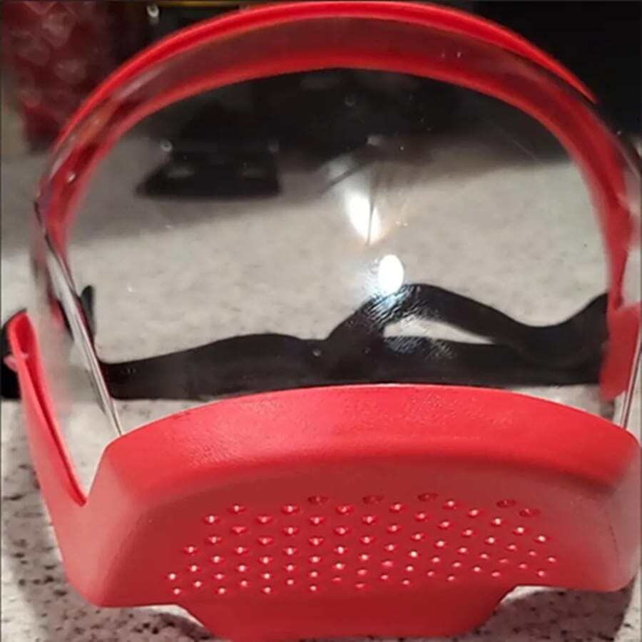 1pc Tempered Glass Safety Face Shield, Modern Red Clear Anti-fog Face ...