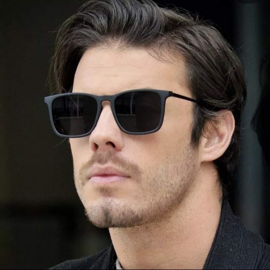 Óculos De Sol Quadrados Masculinos Pena Metal De Qualidade Boa Uv400 ...