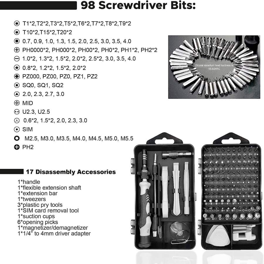 115 In 1 Multipurpose Screwdriver Set For Repairing Kit Screw Driver Professional Precision ...