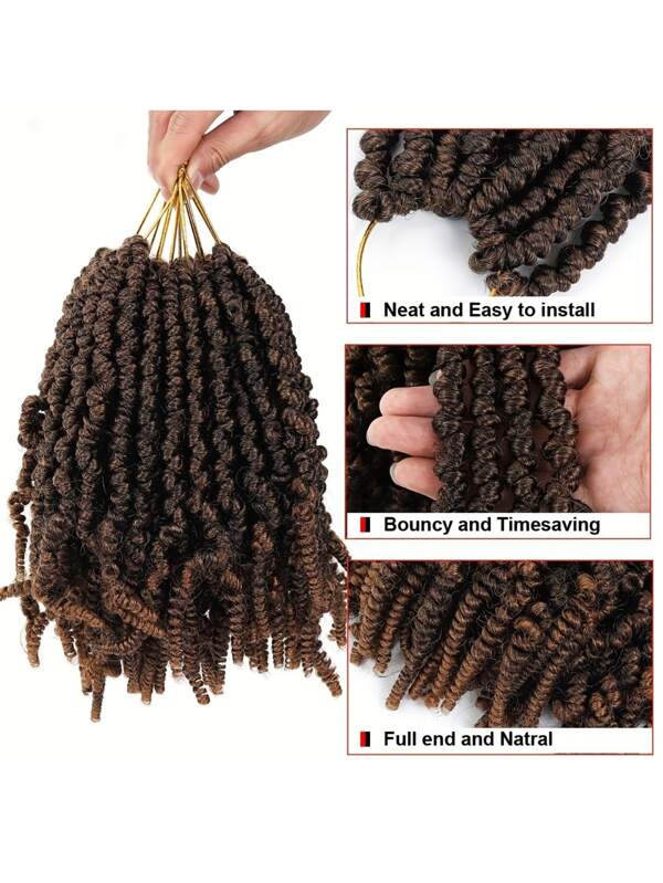 4Packs/10inch Pretwisted Spring Twist Crochet Hair Extension Short ...