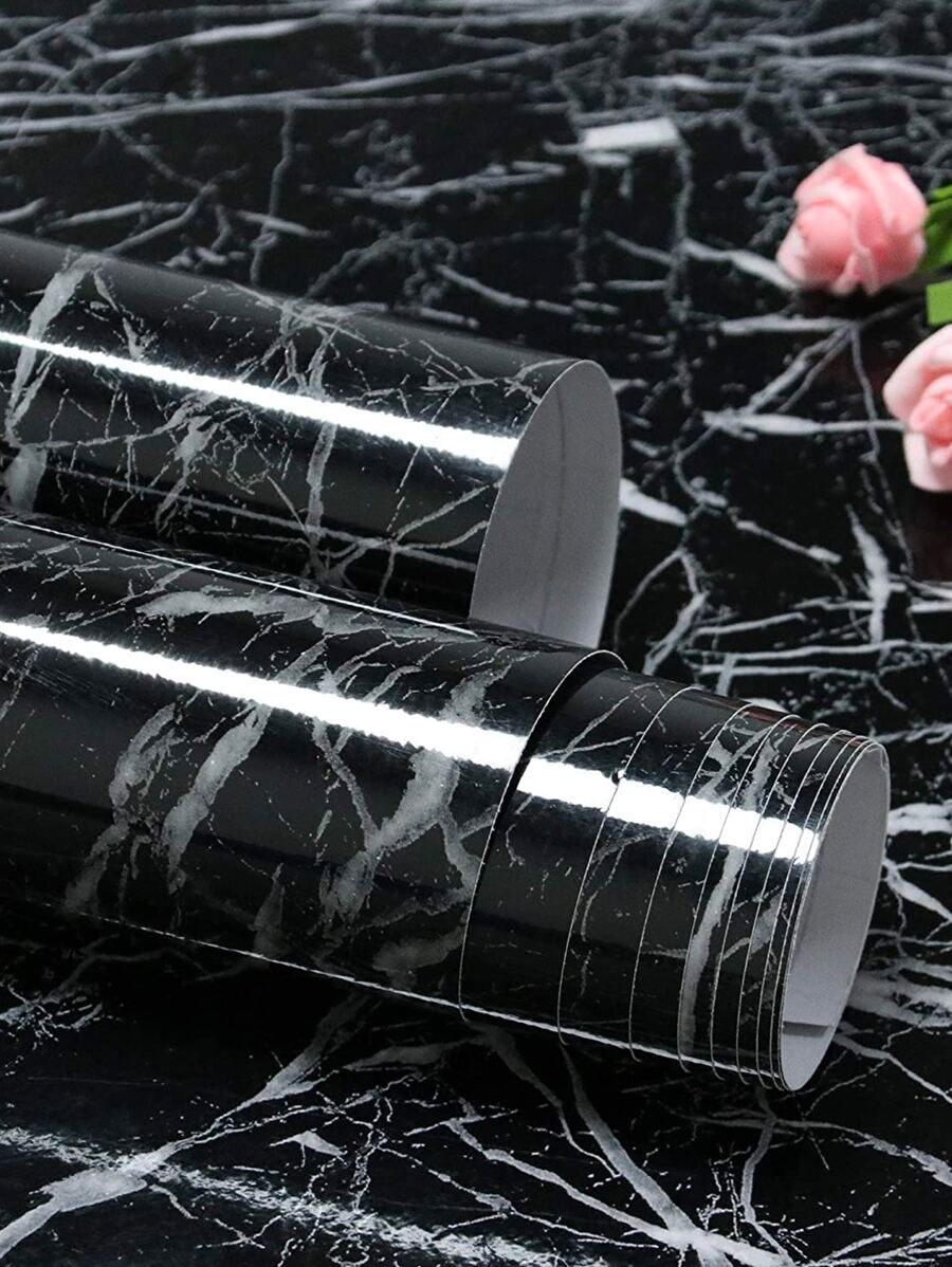 118 x 15.7 inch Black Marble Contact Paper Counter Top Covers Peel and ...