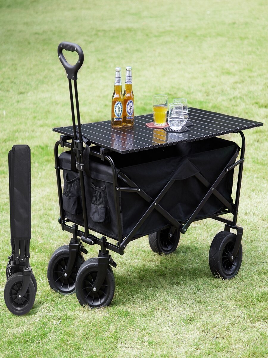 Collapsible Wagon Folding Outdoor Camping Wagon with Brake, 240 Lbs ...