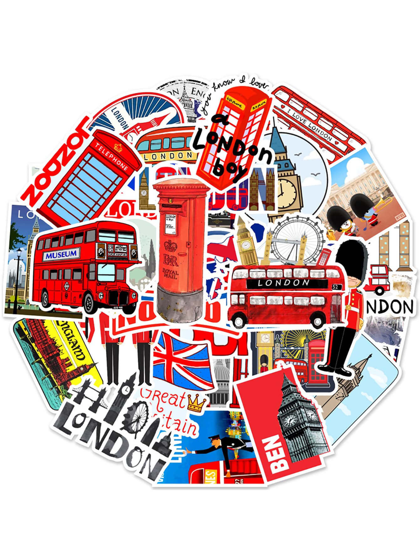 50pcs London red Buses Stickers Laptop Stickers, Motorcycle Bicycle ...
