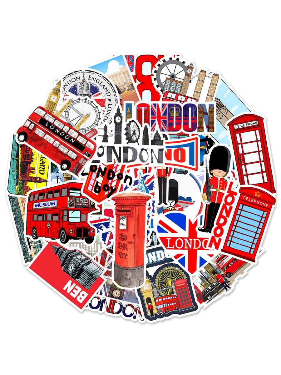 50pcs London red Buses Stickers Laptop Stickers, Motorcycle Bicycle ...