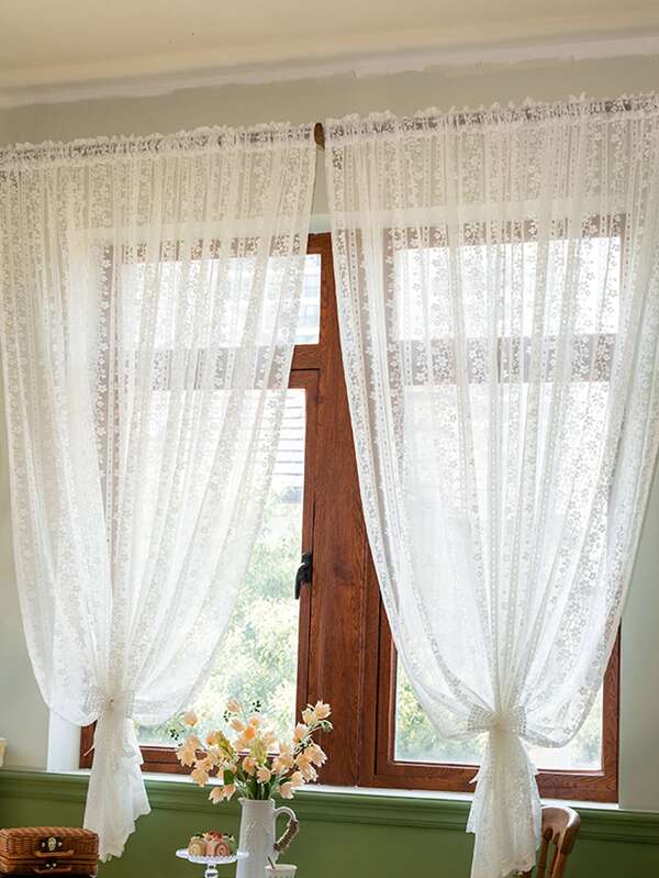 Romantic French Country Style Flower Embroidery Sheer Curtain With ...
