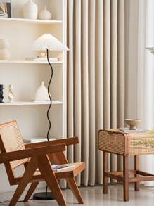 2pcs Modern Simple Faux Linen Blackout Insulated Window Curtains ...