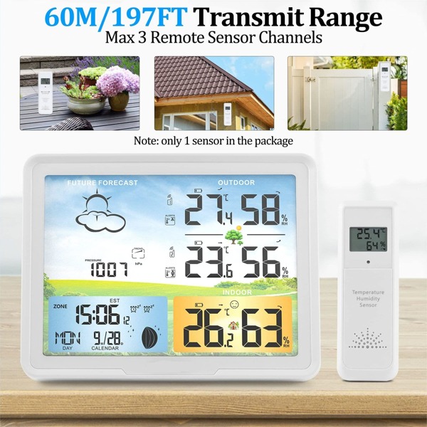 Weather Station Wireless Indoor Outdoor Multiple Sensors, Digital Atomic Clock Weather ...