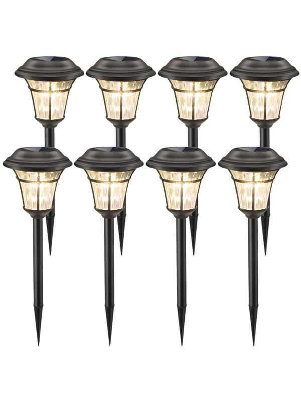 8 Pack Solar Pathway Lights Outdoor, IP65 Waterproof Solar Garden ...