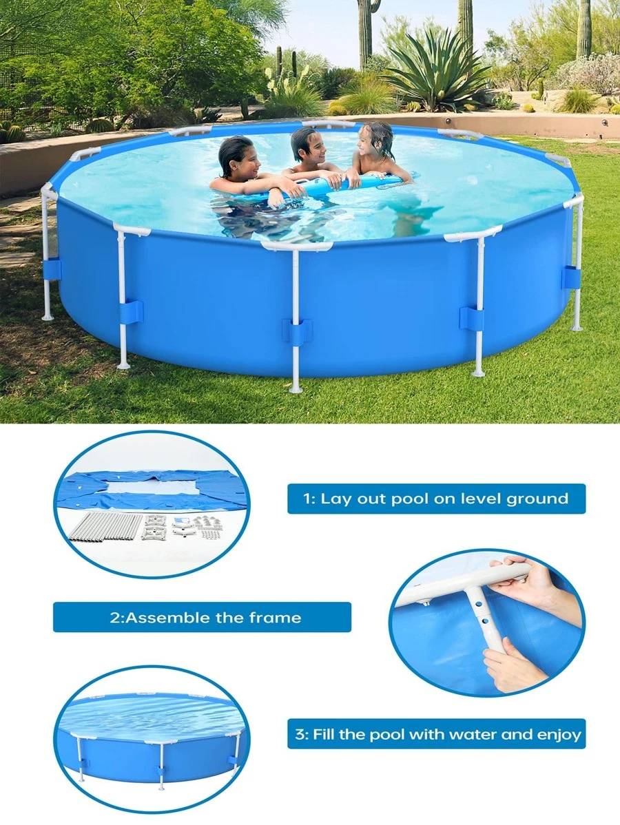 Round Frame Swimming Pool 120 x 120 x 30 Inch, Above Ground Pool Set ...