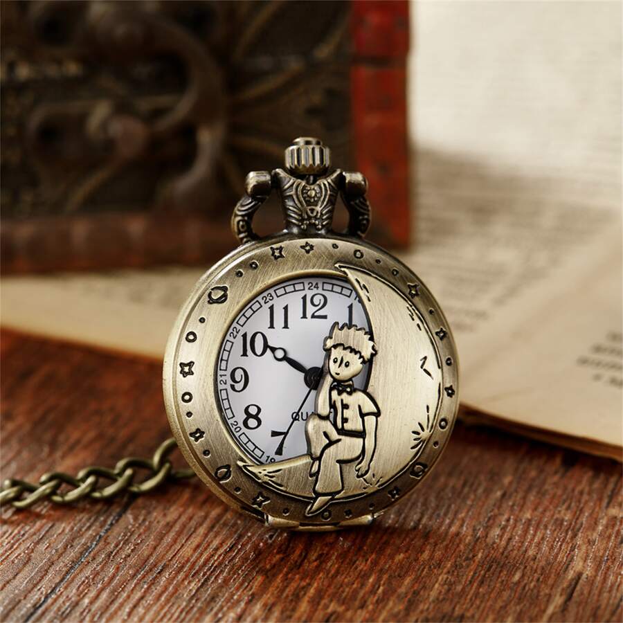 Vintage Style Small Prince Design Quartz Pocket Watch In Antique Bronze ...