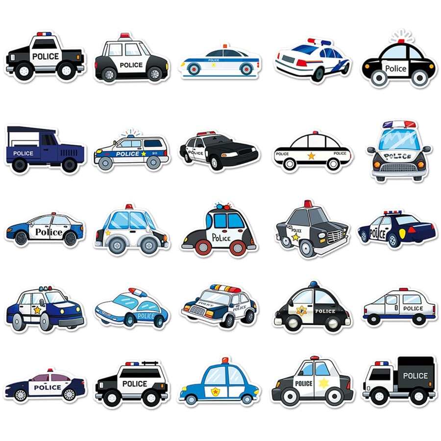 50 Police Car Cartoon Car Trunk Notebook Refrigerator Skateboard ...