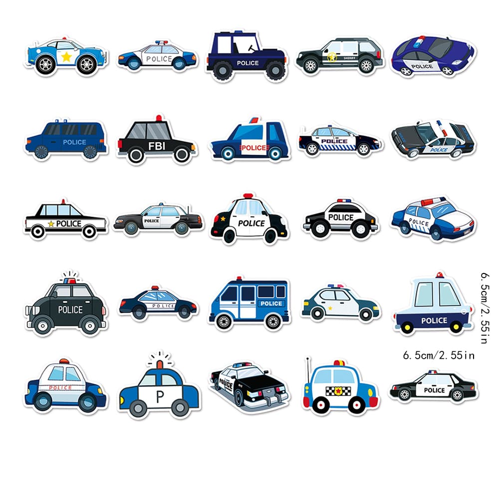50 Police Car Cartoon Car Trunk Notebook Refrigerator Skateboard ...