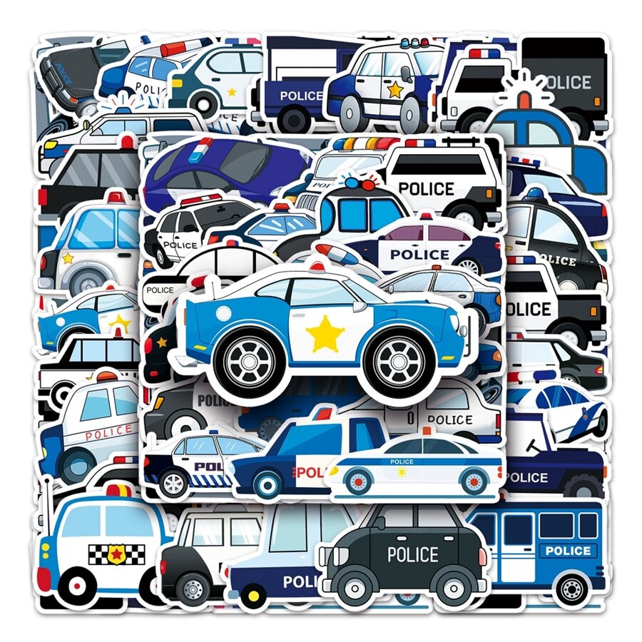 50 Police Car Cartoon Car Trunk Notebook Refrigerator Skateboard ...