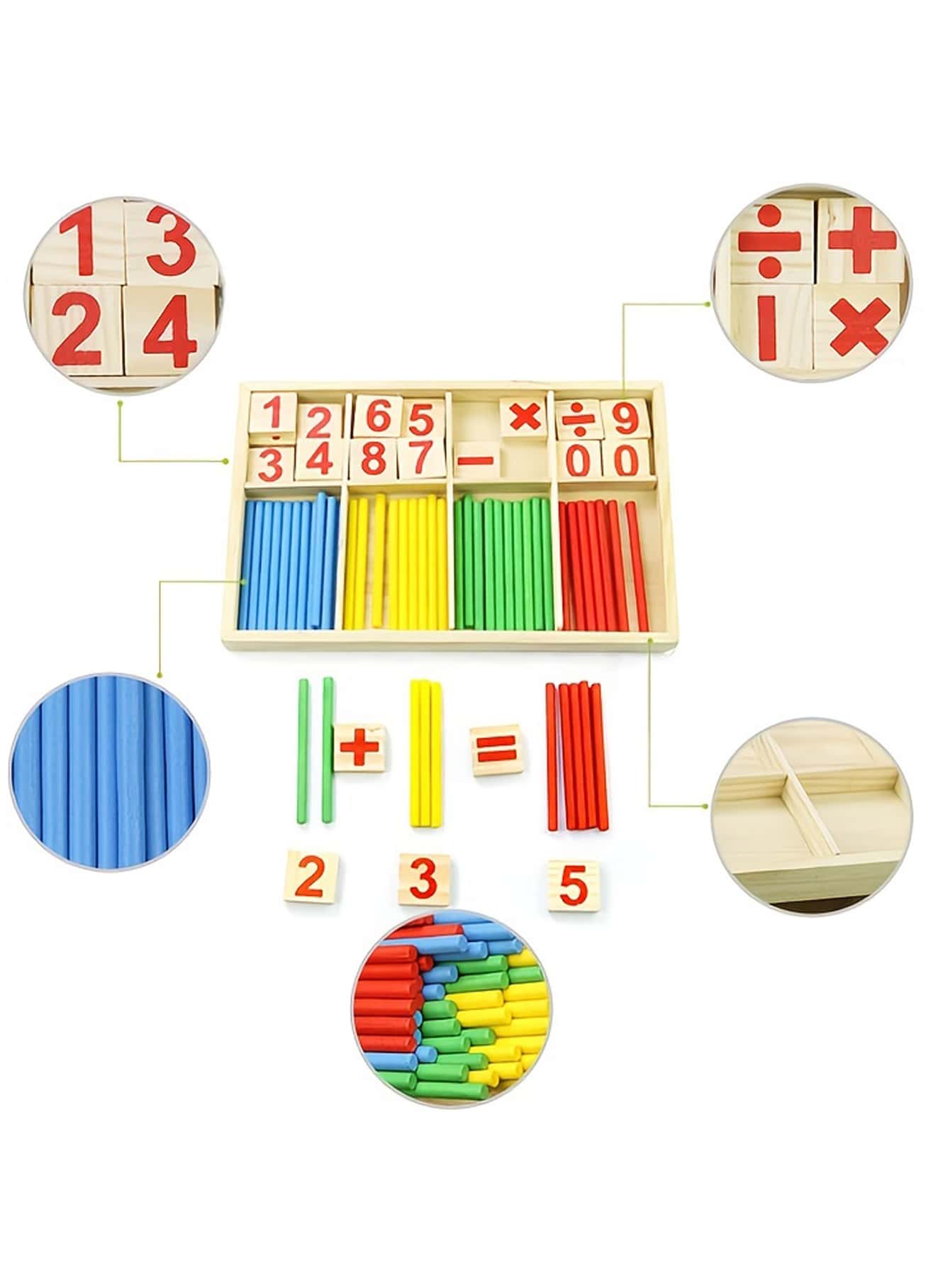 Number Symbol Game Stick, Wooden Math Toys For Kids, Montessori ...