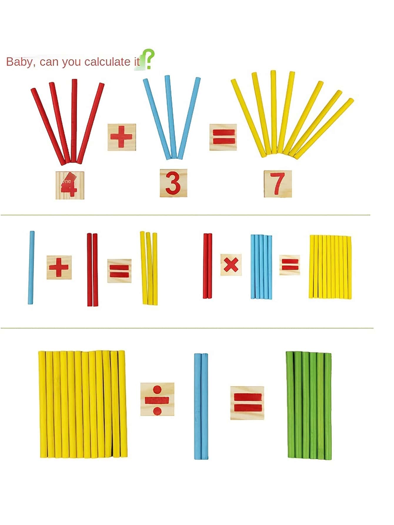 Number Symbol Game Stick, Wooden Math Toys For Kids, Montessori ...