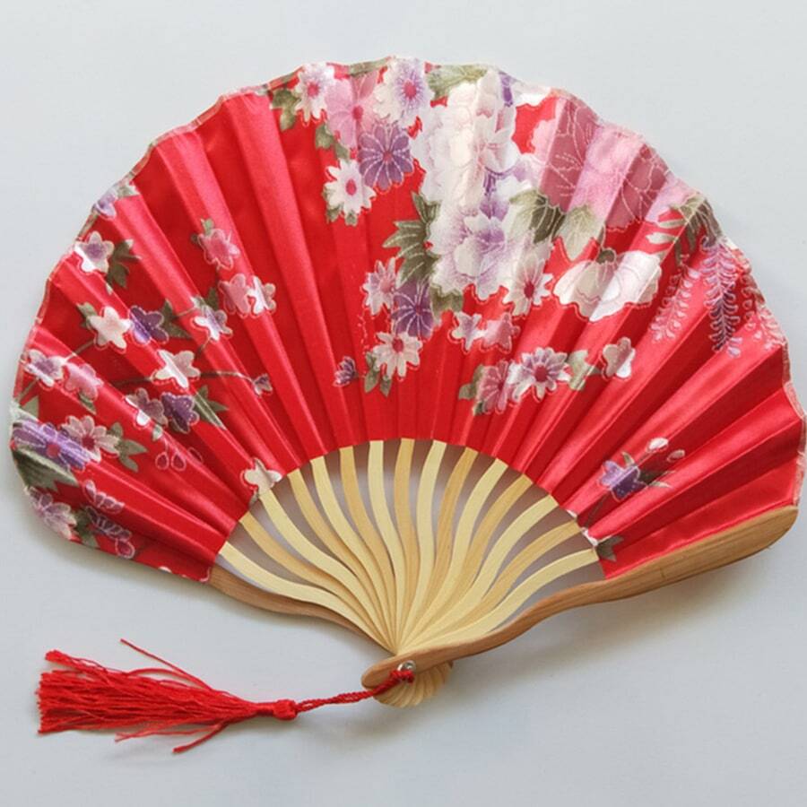 Vintage Silk Folding Fan Retro Chinese Style Bamboo Folding Fan With ...