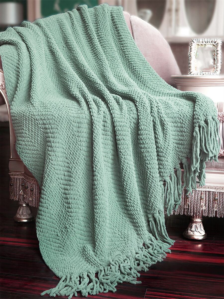 1pc Solid Color Tassel Edge Blanket | SHEIN USA