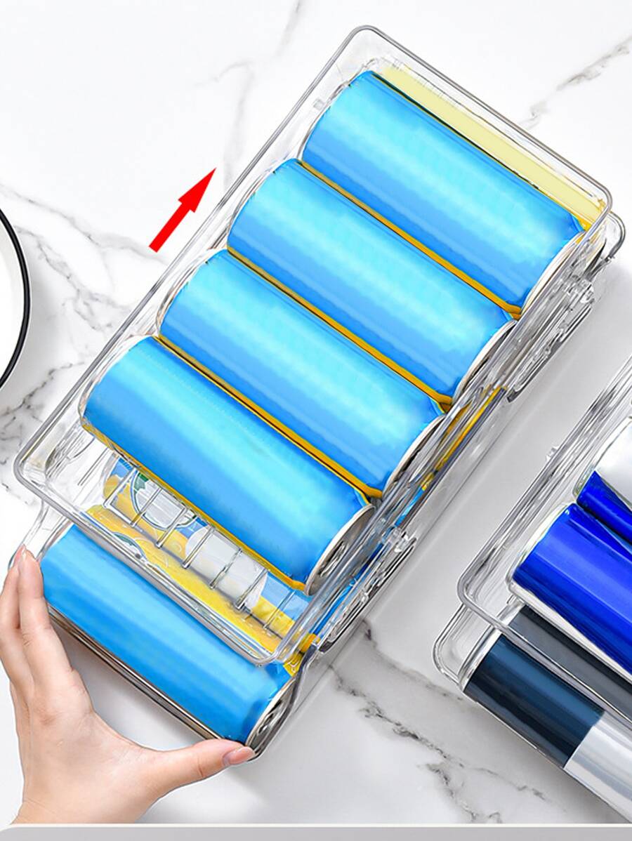 1pc Double Layer Rolling Canned Beverage Storage Rack For Fridge ...