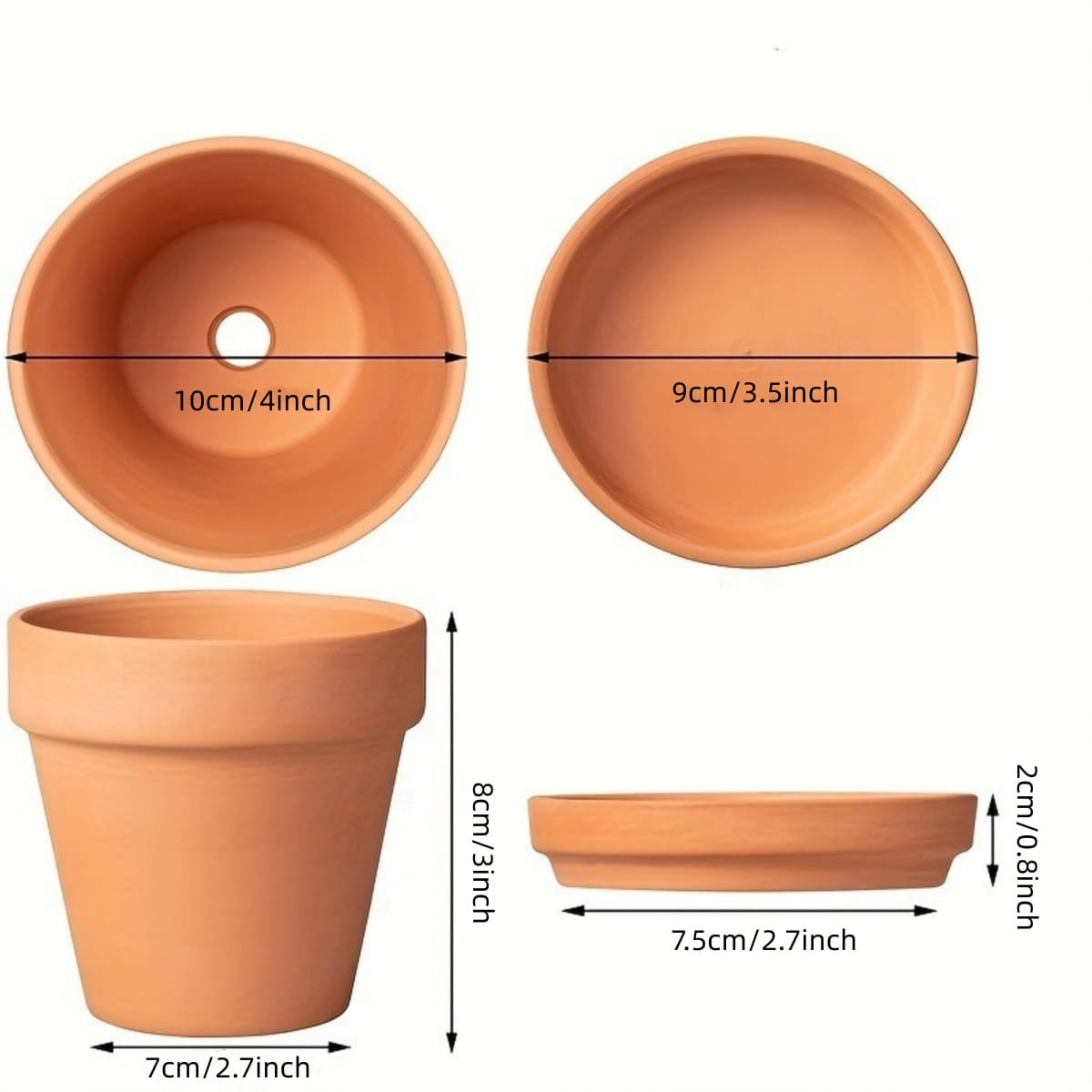 4 Inch Clay Pot for Plant with Saucer - 5 Packs Terra Cotta Plant Pot ...