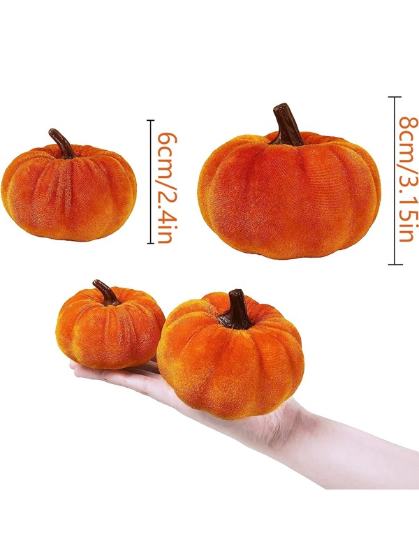 Faux Assorted Velvet Pumpkin Decor 6 Pcs, White Orange Apricot Fabric ...