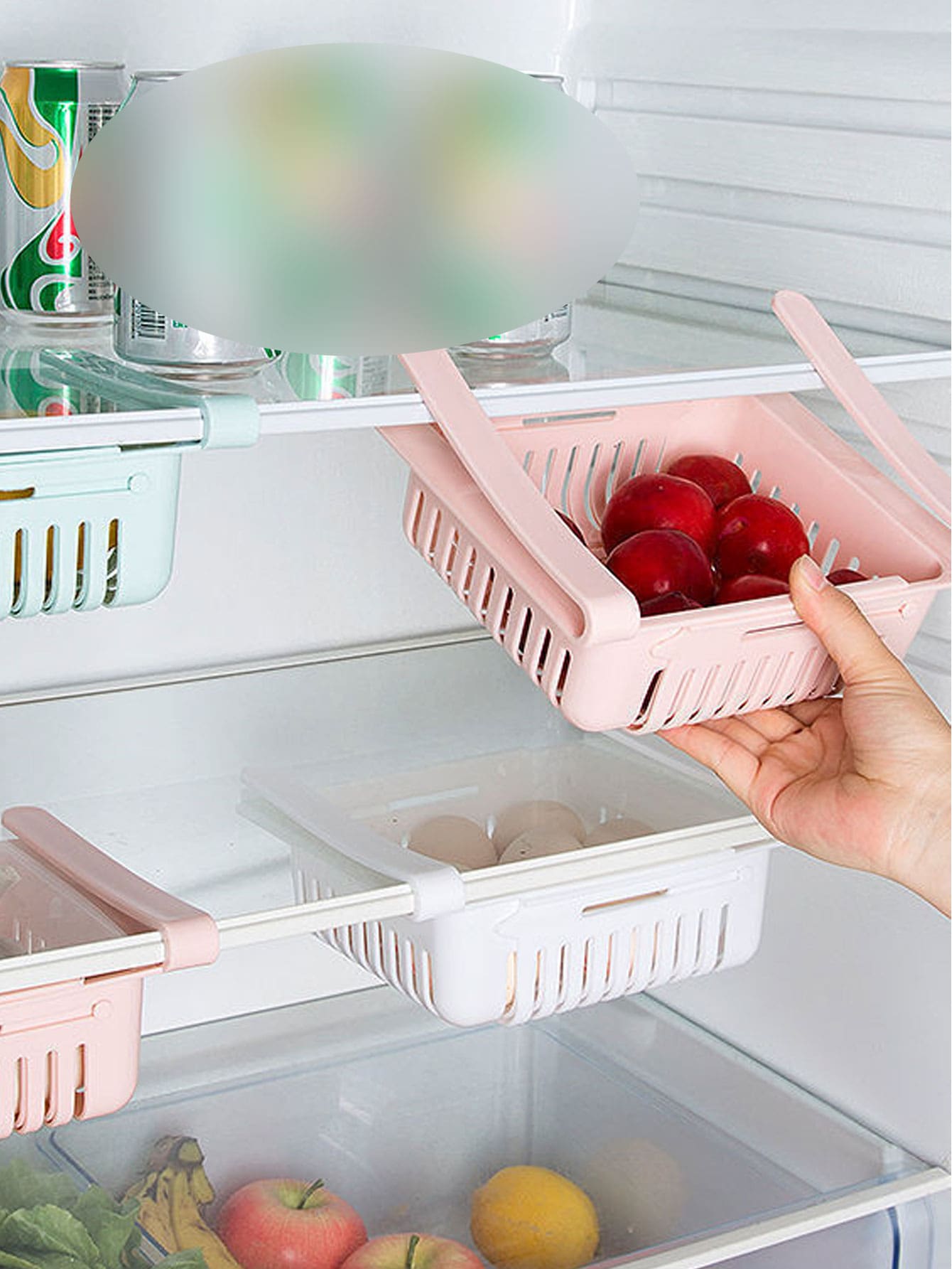 1pc Expandable Refrigerator Storage Box With Drawer Divider Drainage ...