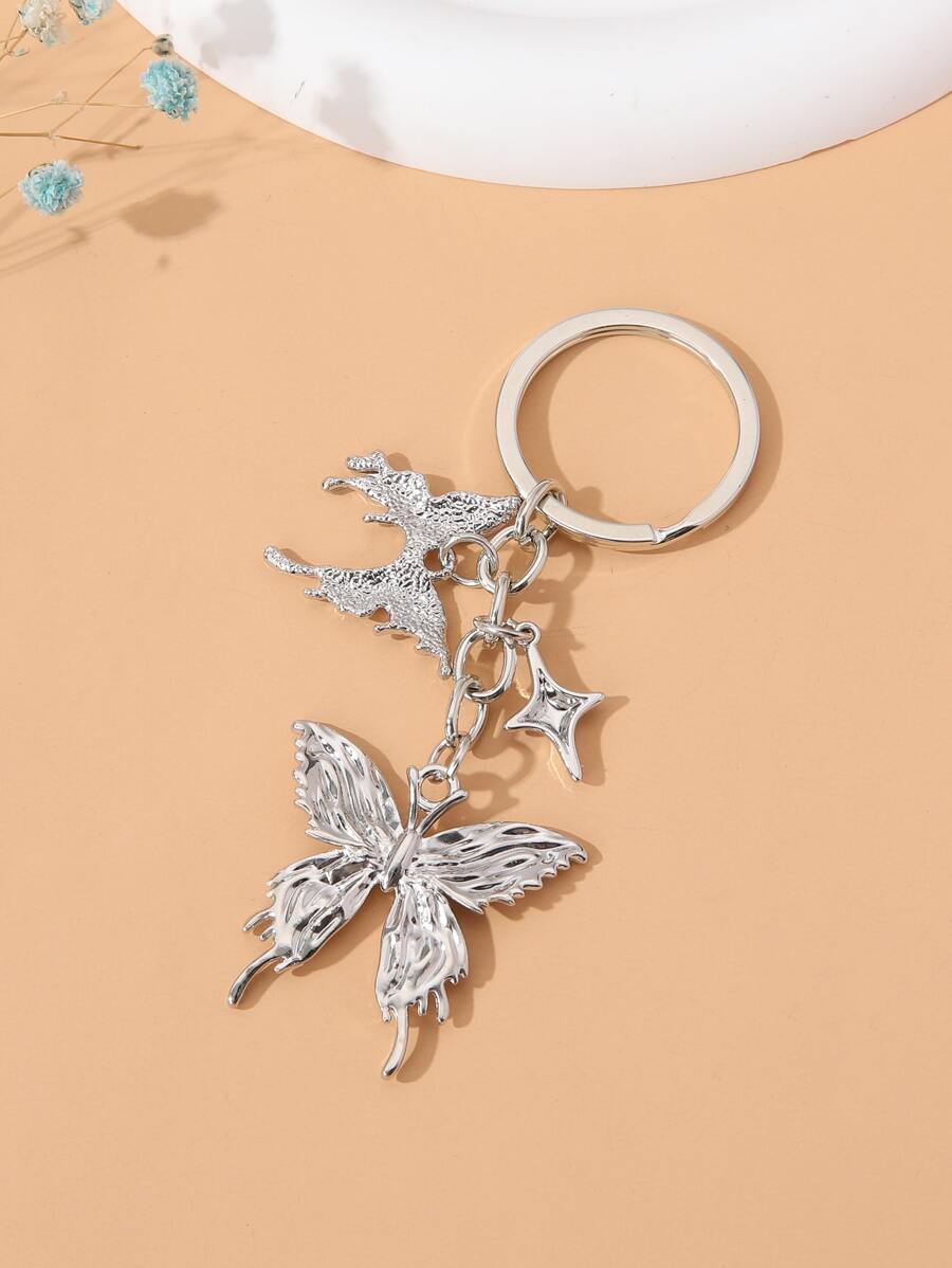 Street Butterfly & Star Charm Keychain | SHEIN USA