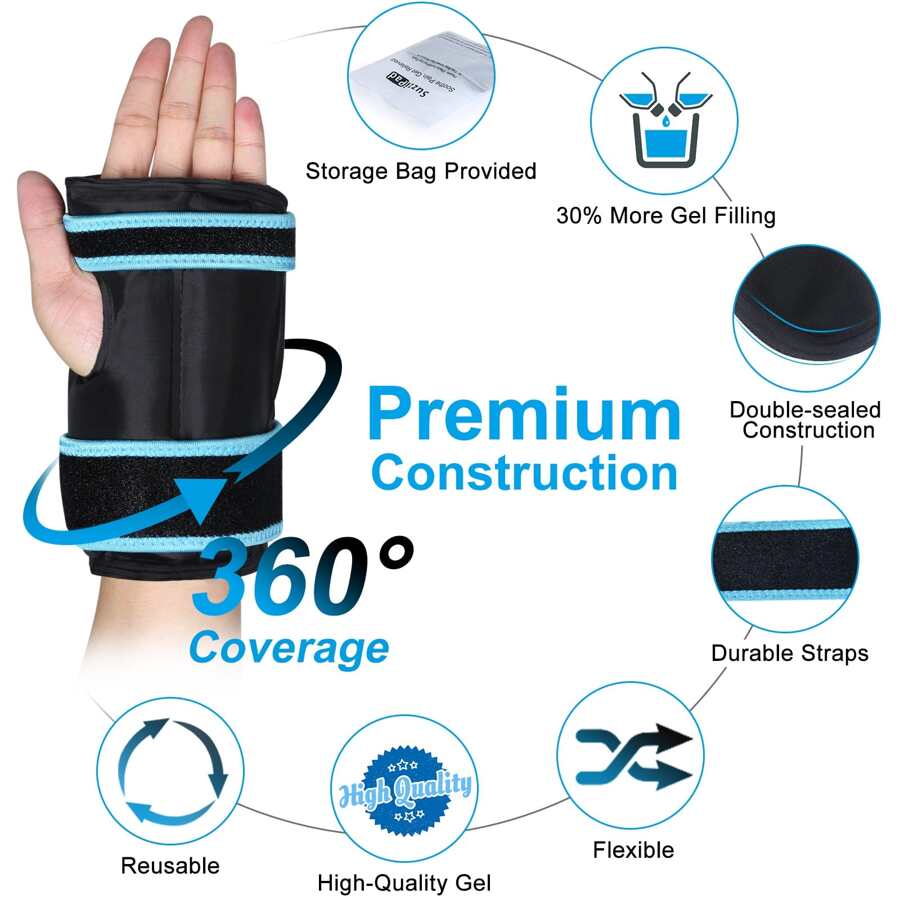SuzziPad Wrist Ice Pack Wrap for Carpal Tunnel Relief, Gel Cold Pack ...