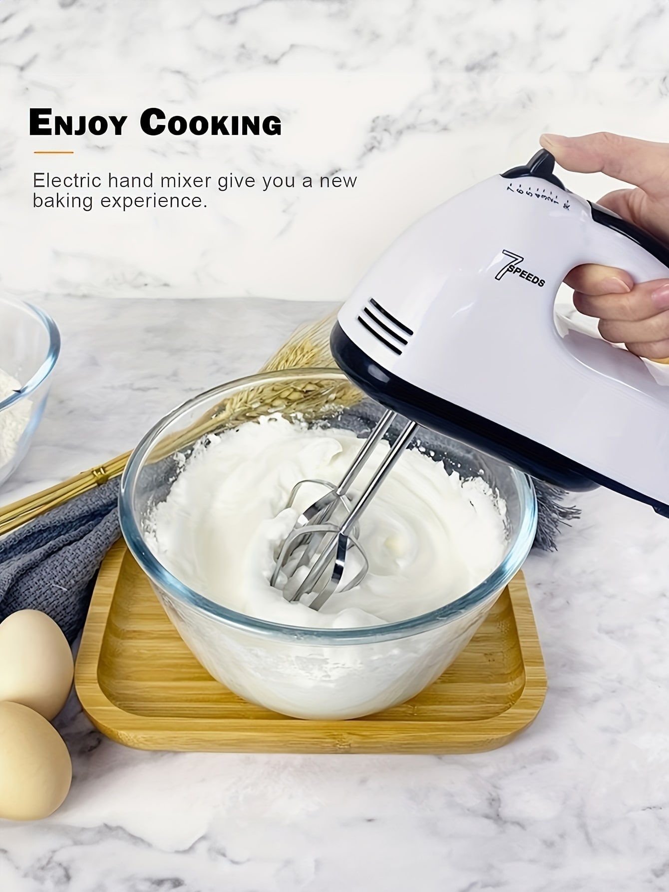 1pc Electric Hand Mixer, 7-Speed Hand-Held Egg Beater Whisk Breaker ...